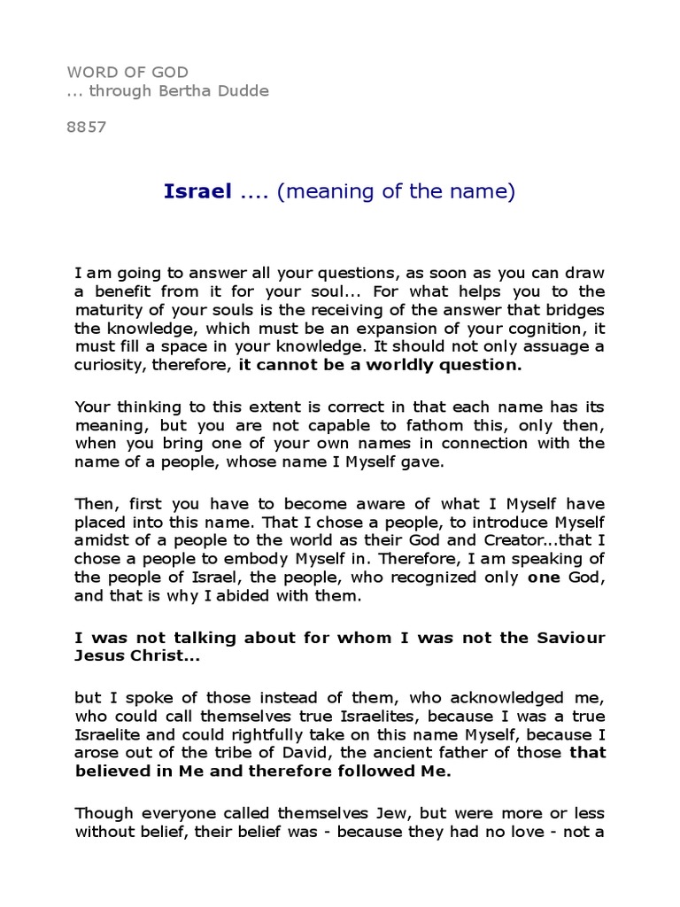 8857 Israel .... (Meaning of The Name) | PDF | Christian Belief And ...