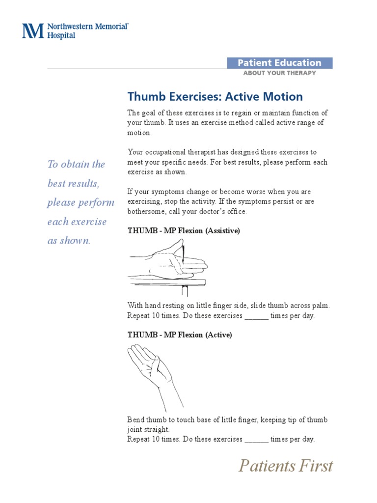 Thumb Exercises Active | PDF | Anatomical Terms Of Motion | Thumb