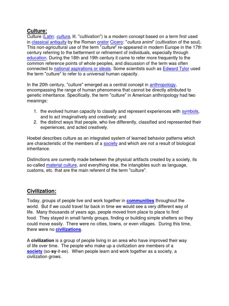 Culture Vs Civilization | PDF | Civilization | Cognitive Science