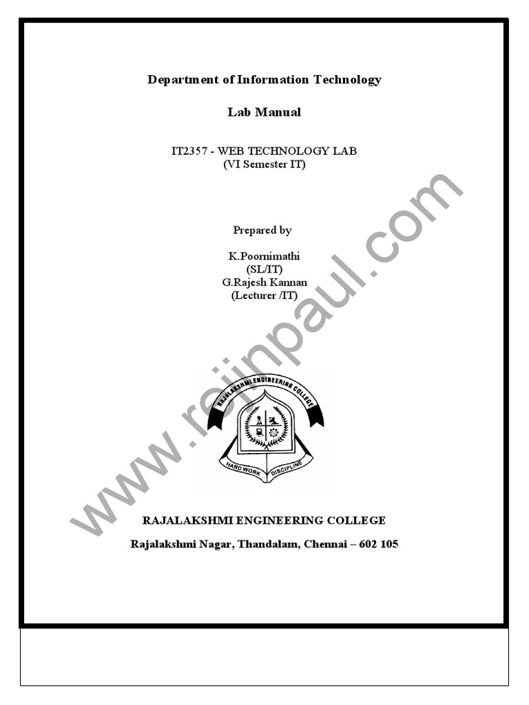 It2357 Lab Manual Pdf Java Servlet Html Element 6541