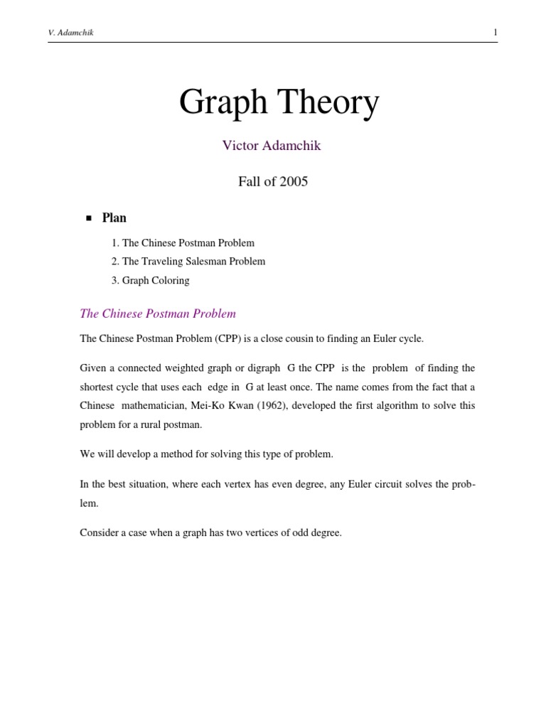 Chinease Postman Problem | PDF | Vertex (Graph Theory) | Graph Theory