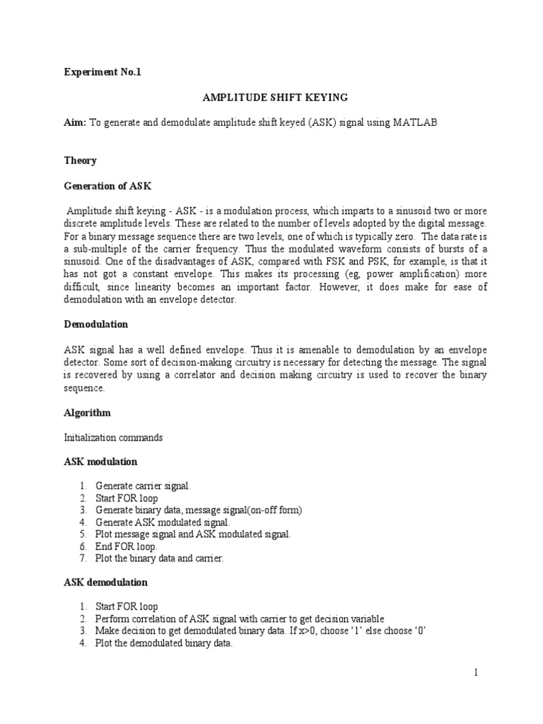 Digital Communication Modulation Schemes With Matlab Codes Download Free Pdf Modulation