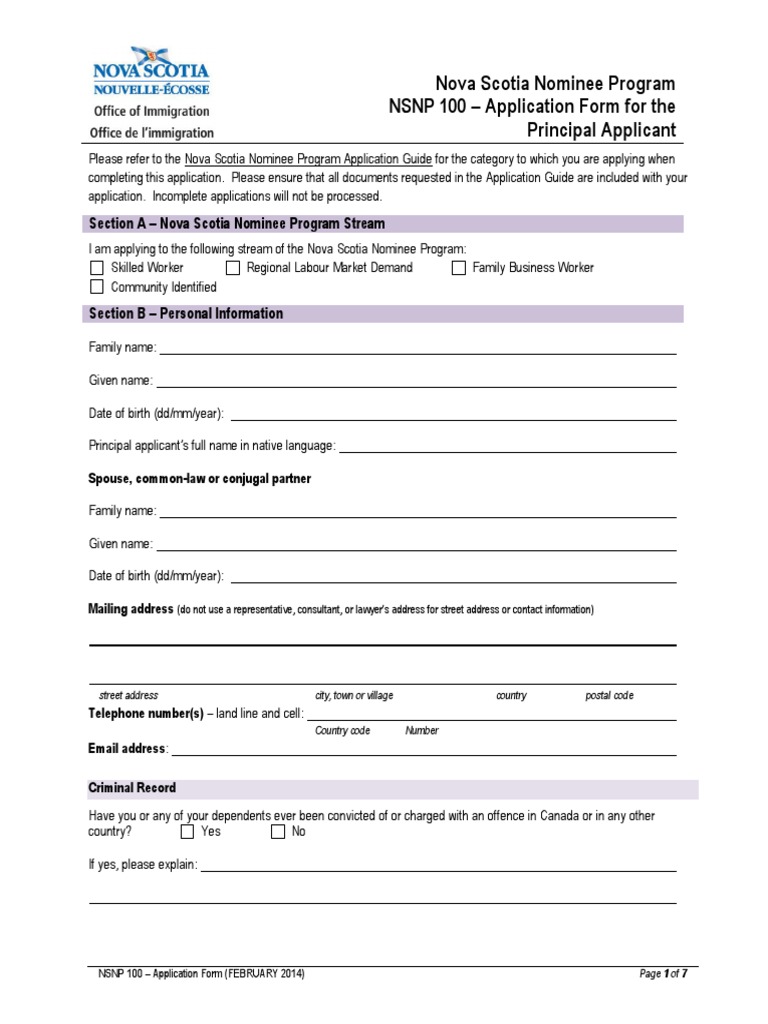 NSNP 100 Application Form Overview | PDF | Credit | Finance & Money ...