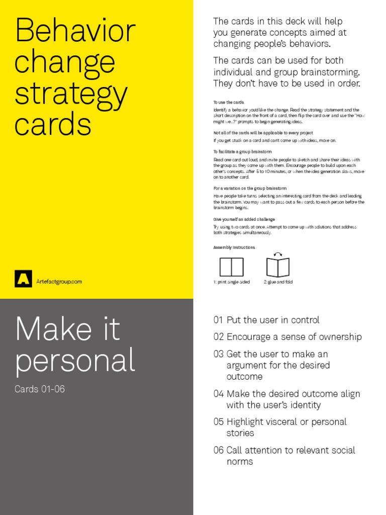 Behavior Change Strategy Cards | PDF