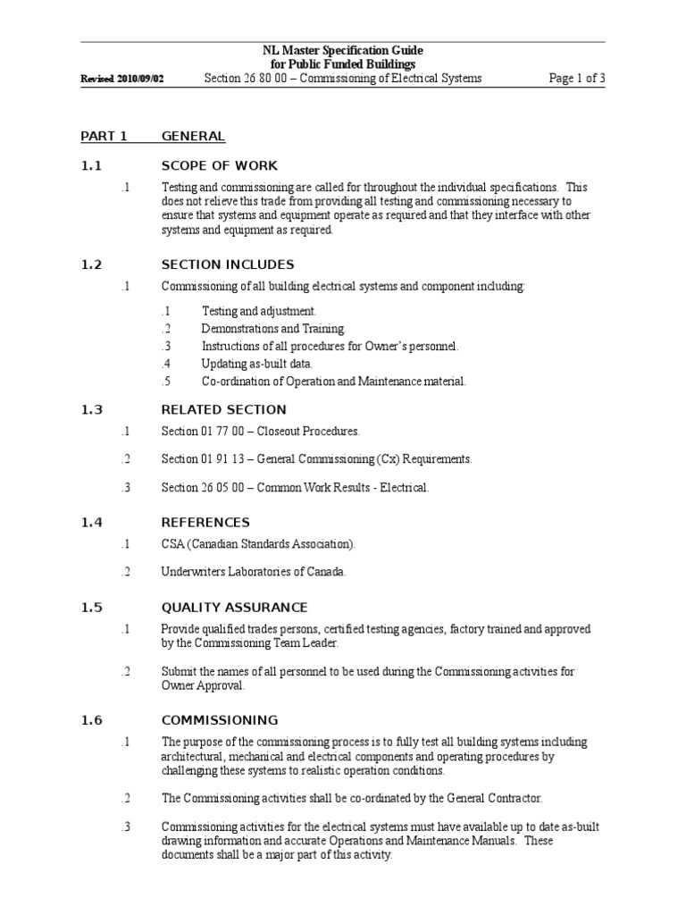 NL Master Specification Guide For Public Funded Buildings: Revised 2010 ...