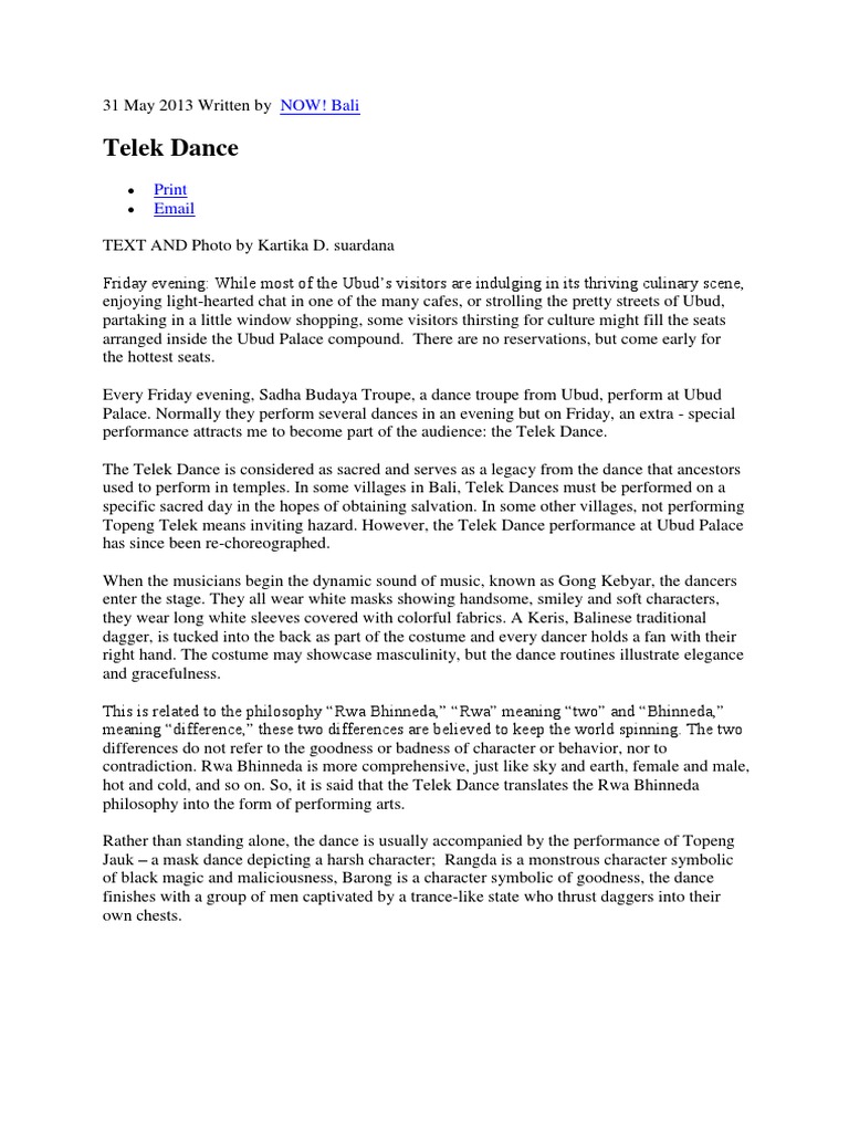 Telek Dance PDF | PDF | Bali | Mask