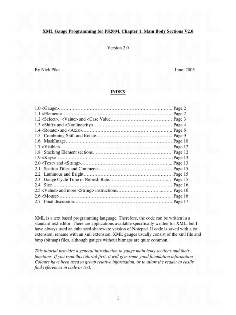 XML Gauge Programming For FS2004. Chapter 1. Main Body Sections V2 - 0 | PDF | Ellipsis | String ...