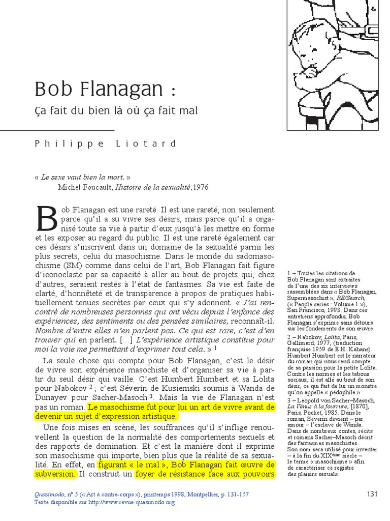 Bob Flanagan : Masochisme et Art | PDF | Lolita | Douleur