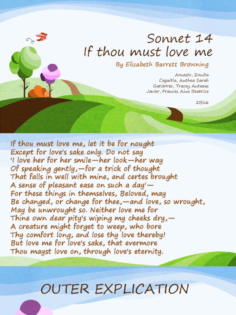 Elizabeth Barrett Browning's Sonnet 14 | PDF | Thou | Syntax