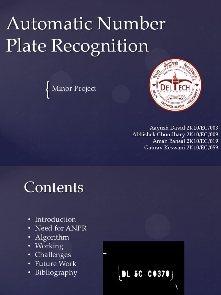 Automatic Number Plate Recognition | PDF | Image Segmentation | Optical ...