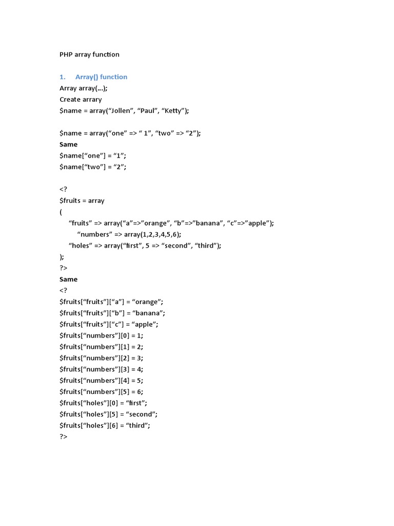 Php Array Function Pdf Pointer Computer Programming Array Data Structure 6340
