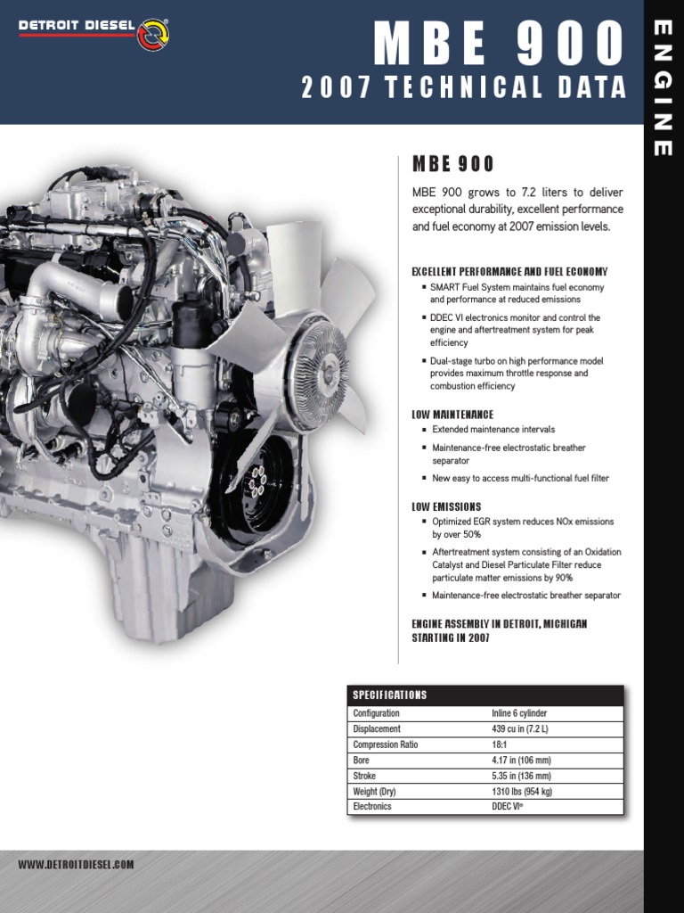 2007 MBE900 Specs | PDF | Diesel Engine | Engines