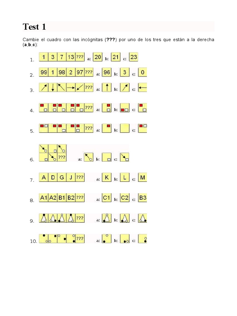 Test Razonamiento Abstracto | PDF