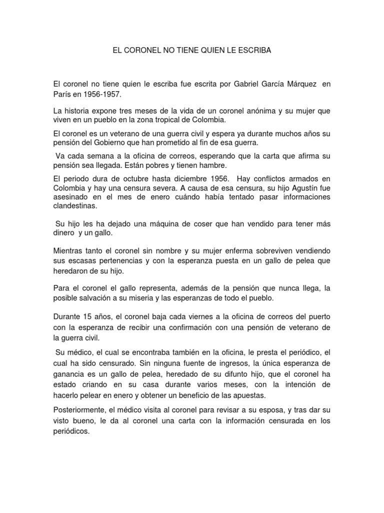El Coronel No Tiene Quien Le Escriba | PDF | Clásicos