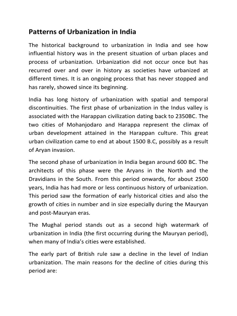 Tracing the Historical Evolution of Urbanization in India: Key Phases ...