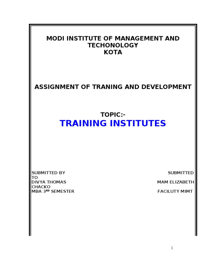 Training Institutes: Modi Institute of Management and Techonology Kota ...