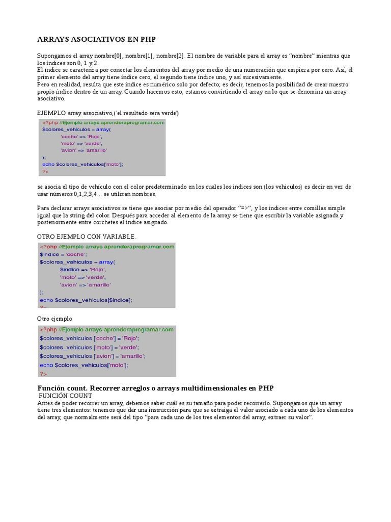 PHP | PDF | Estructura de datos de matriz | Algoritmos y Estructuras de Datos