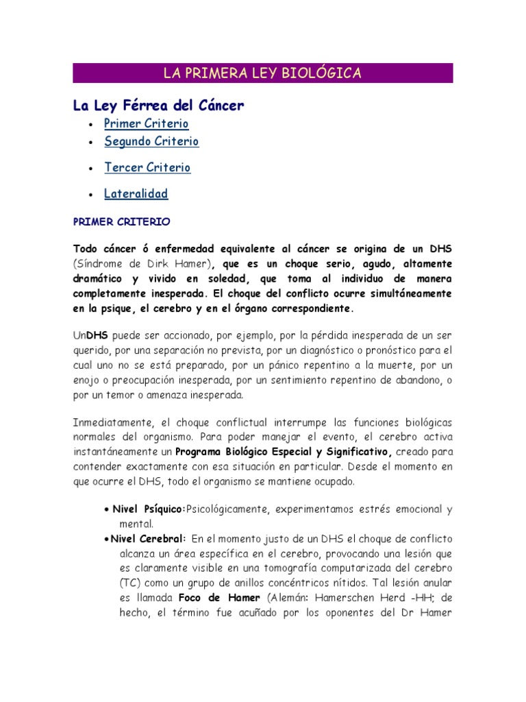5 Leyes Biológicas DR Hamer | PDF