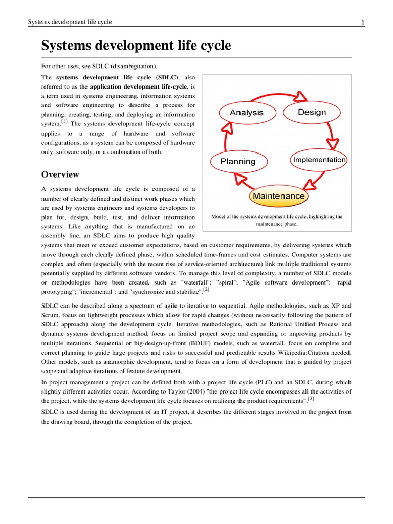 Systems Development Life Cycle - SDLC | PDF | Software Development Process | Systems Engineering