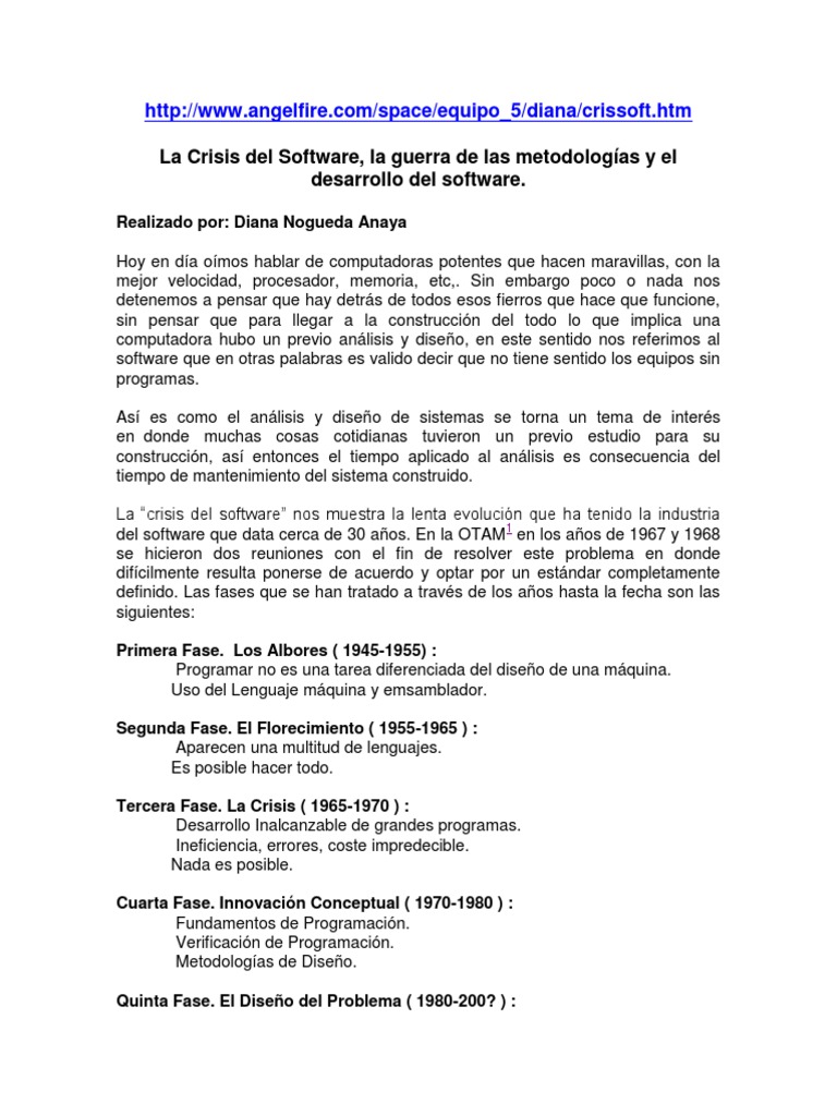 La Crisis Del Software | PDF | Ingeniería de software | Software