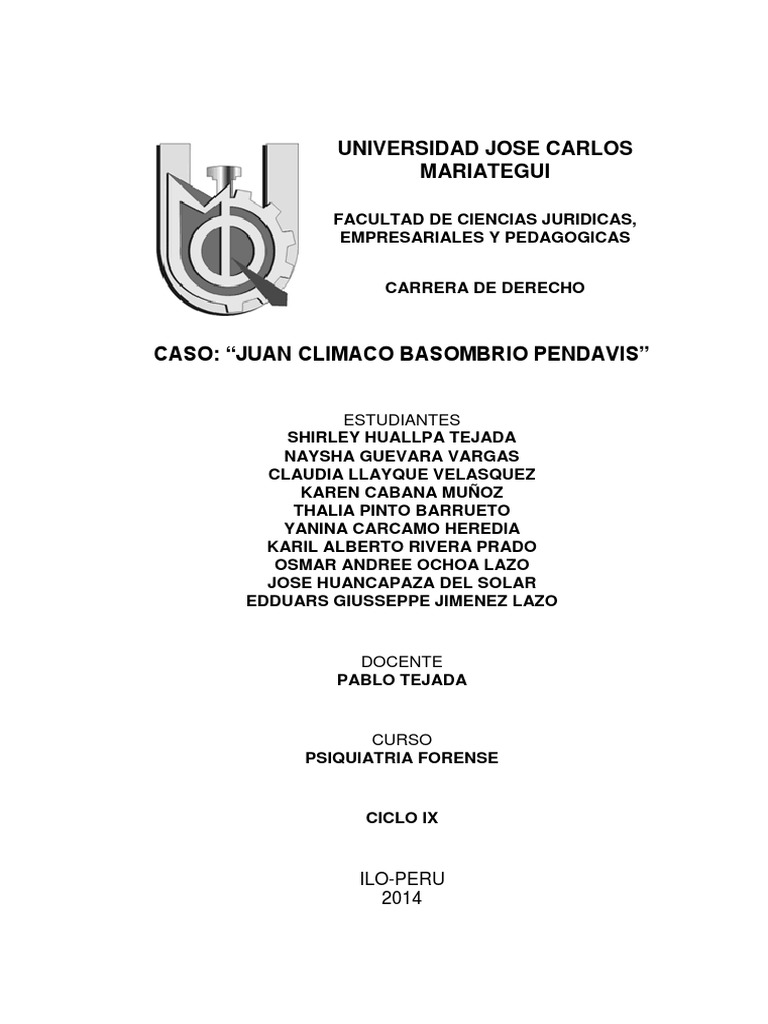 Titulo I. Caso Climaco Basombrio | PDF | Derecho penal | Homicidio