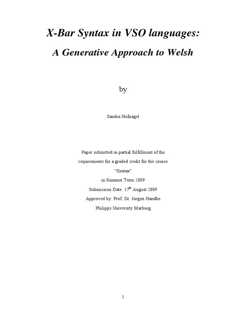 X Bar Syntax in VSO Languages | PDF | Phrase | Syntax
