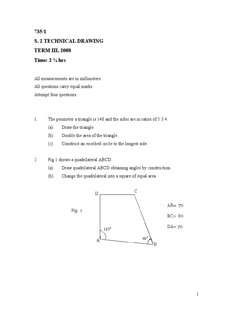 Technical Drawing Exam Questions 2008 | PDF | Language Arts ...
