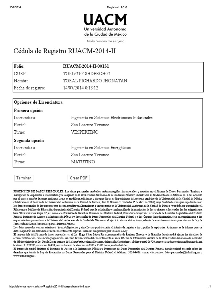 Registro UACM | PDF | Privacidad de la información | Gobierno
