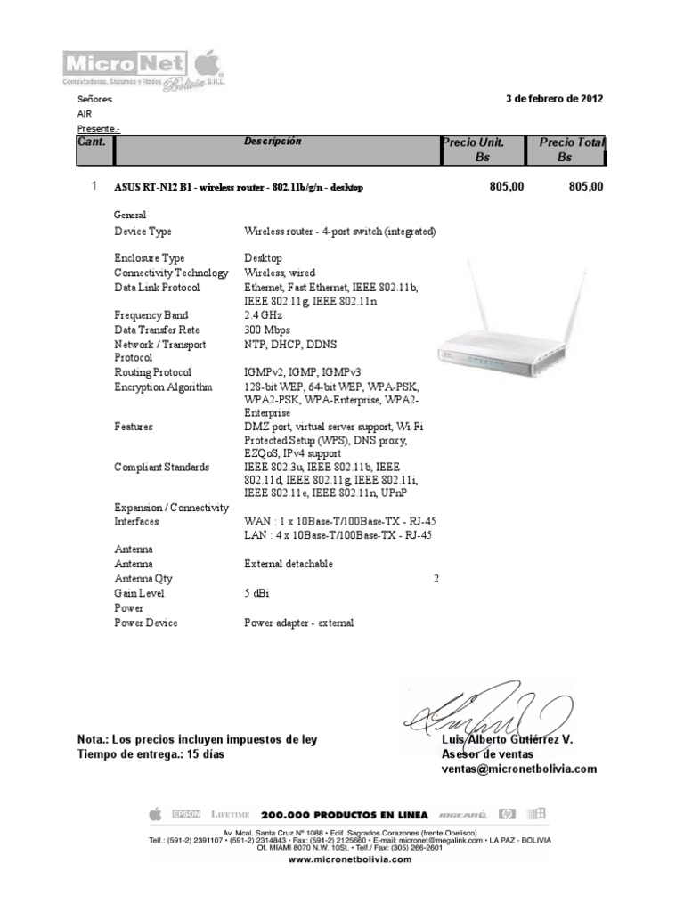 Precio Total Bs Cant. Precio Unit. BS: 3 de Febrero de 2012 | PDF