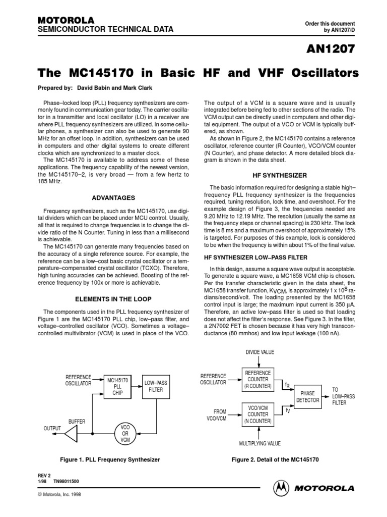 AN1207 For MC145170 | PDF | Detector (Radio) | Electrical Circuits