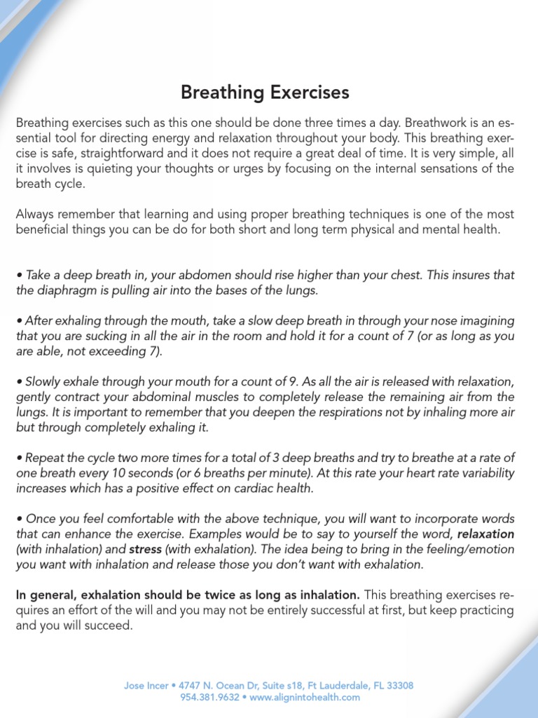 Breathing Exercise | PDF