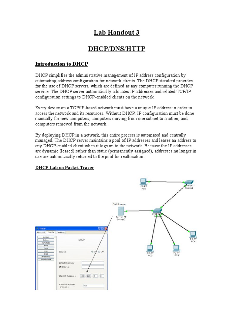 Lab Handout 3 DHCP DNS HTTP | Download Free PDF | Hypertext Transfer Protocol | Domain Name System