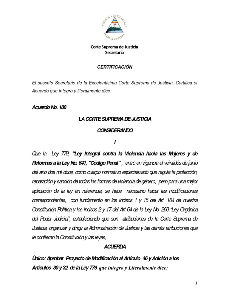 Reforma A La Ley 779 | PDF | Mediación | Derecho penal