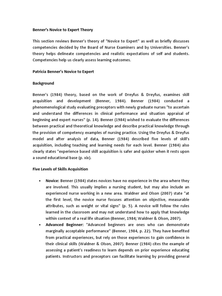 Benner | Download Free PDF | Nursing | Competence (Human Resources)