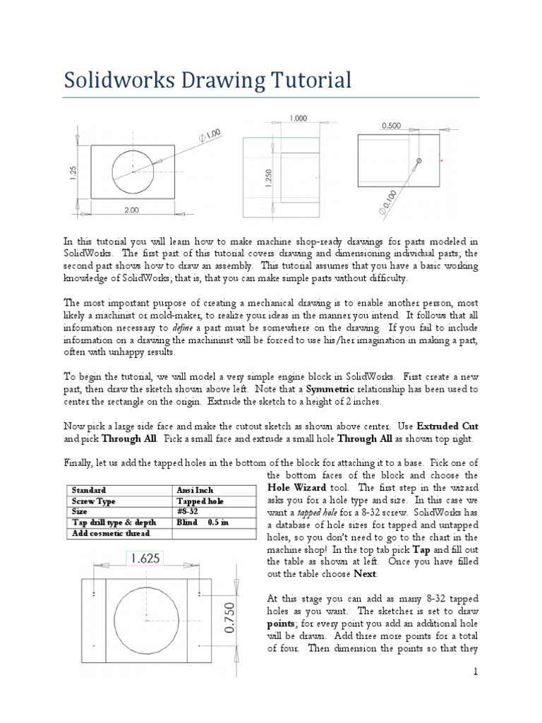 Solidworks Drawing Tutorial | PDF | Screw | Engineering Tolerance