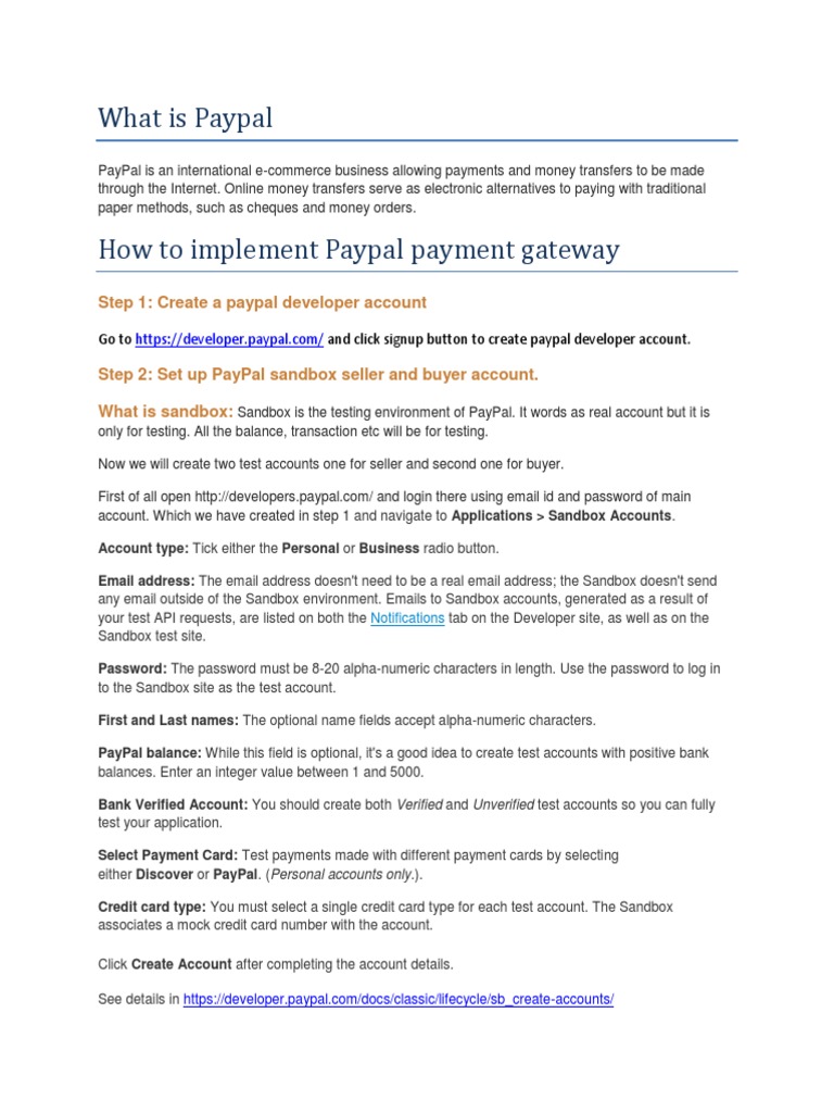 PayPal Payment Gateway Integration Guide | PDF | Pay Pal | Payments