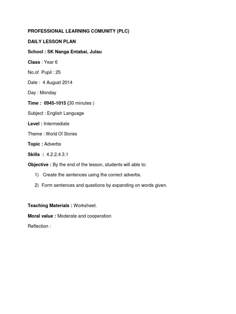 Year 6 English Lesson Plans | PDF | Lesson Plan | Question