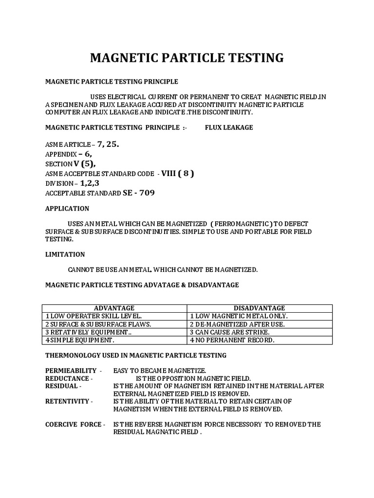 Magnetic Particle Testing | PDF | Magnetic Field | Magnetism