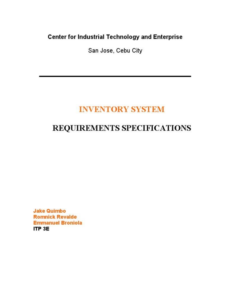 Requirements Specifications: Inventory System | PDF | Graphical User ...