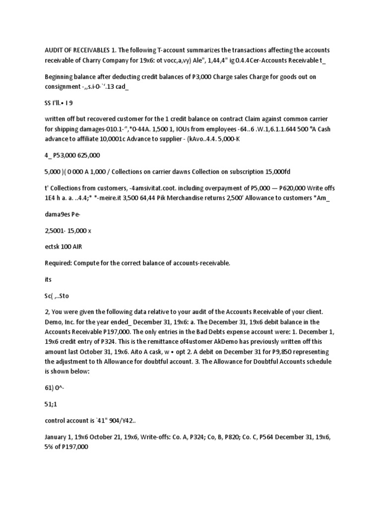 Audit of Receivables 1 | PDF | Debits And Credits | Financial Accounting