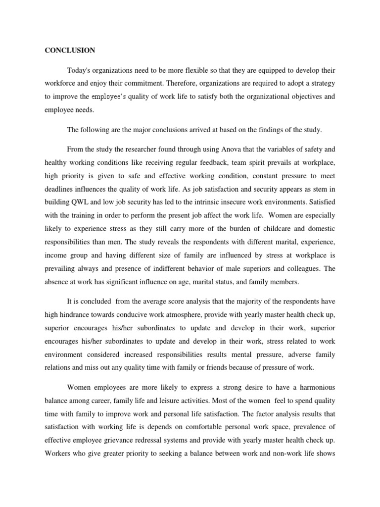 Conclusion | Job Satisfaction | Employment