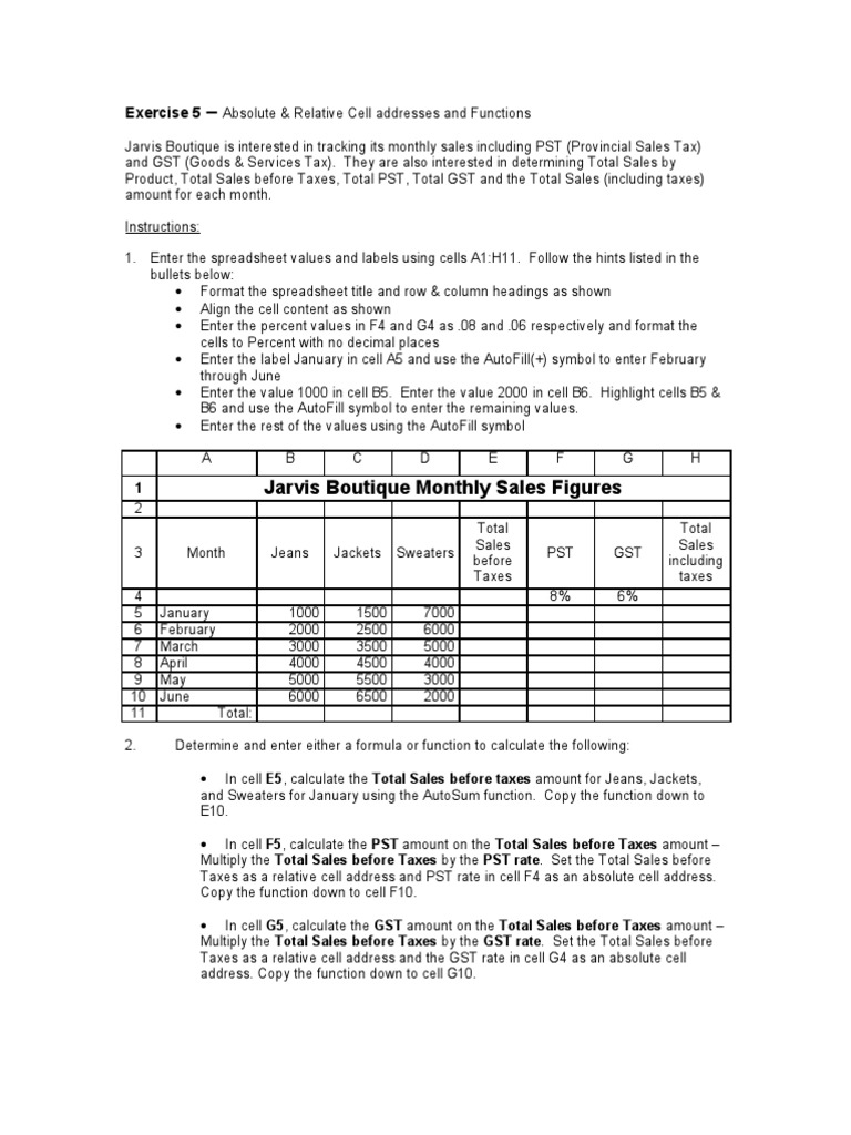 Absolute & Relative Cell Addresses and Functions | PDF | Spreadsheet ...
