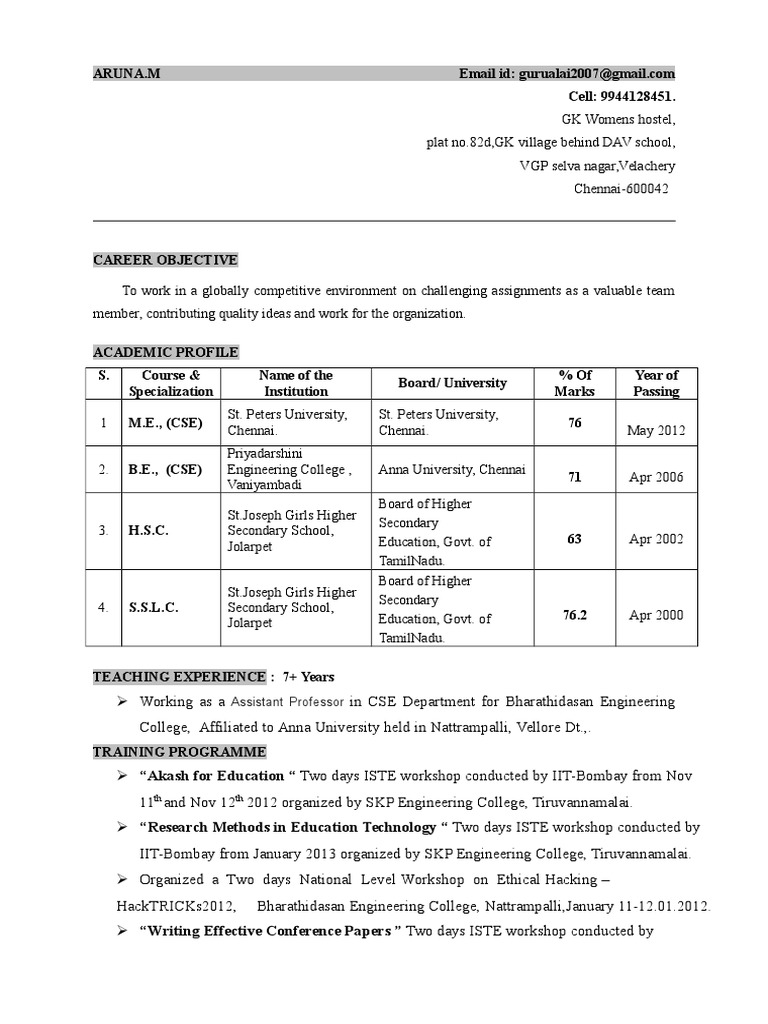Aruna Resume | PDF | Nature