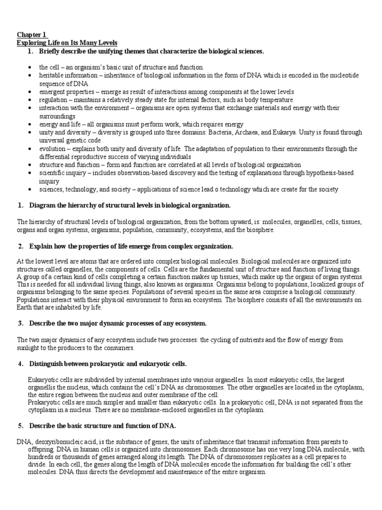 AP Biology Chapter 1 Overview | PDF | Cell (Biology) | Systems Biology