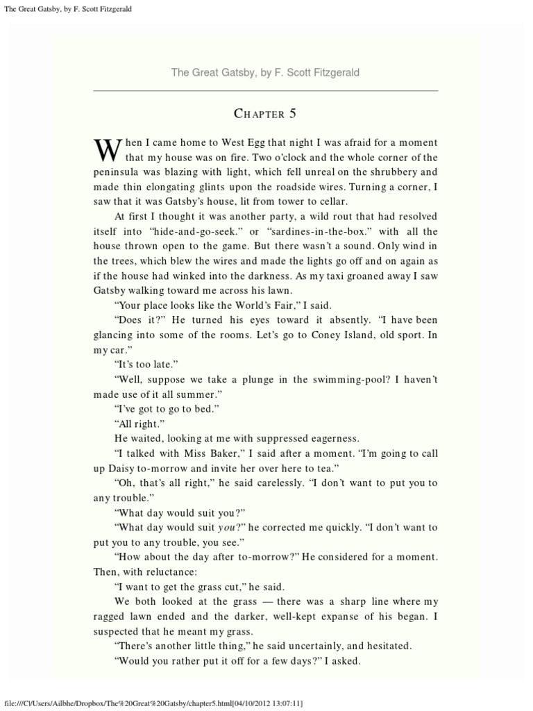 Chapter 5 | PDF | The Great Gatsby