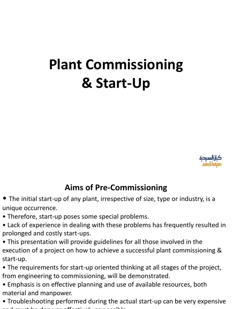 Plant Commissioning & Start-Up Guidelines | PDF | Startup Company ...