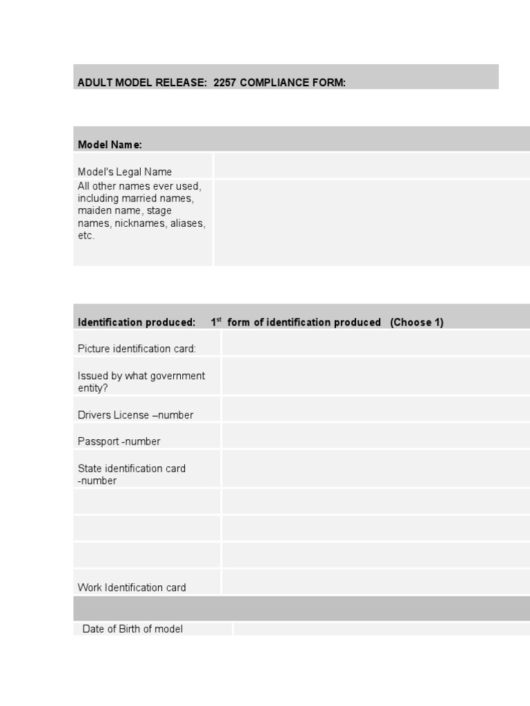 Model Release 2257 Form 2-1 | PDF | Common Law | Government