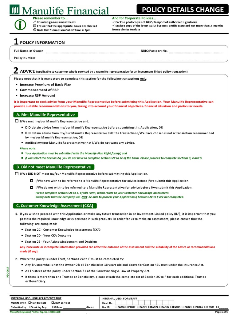 Application For Change in Policy | PDF | Insurance | Indemnity