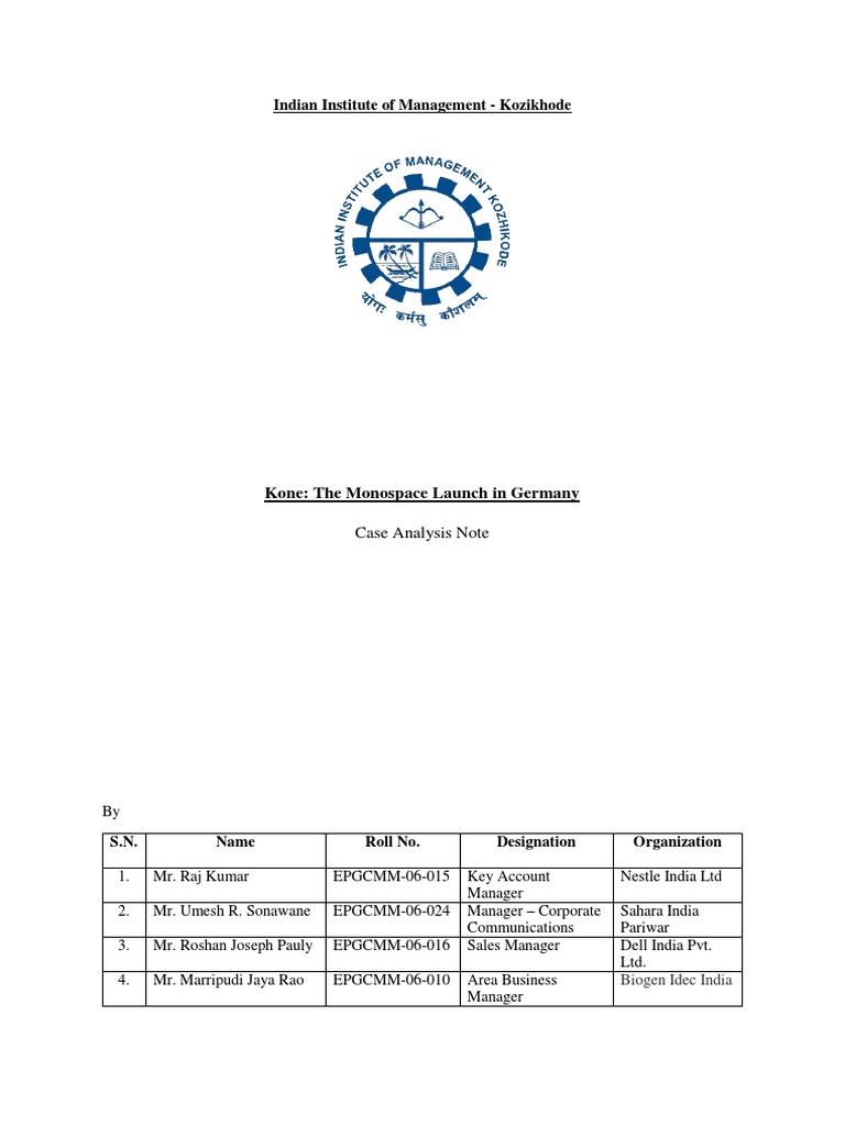 Kone Case Analysis | PDF | Elevator | Competition