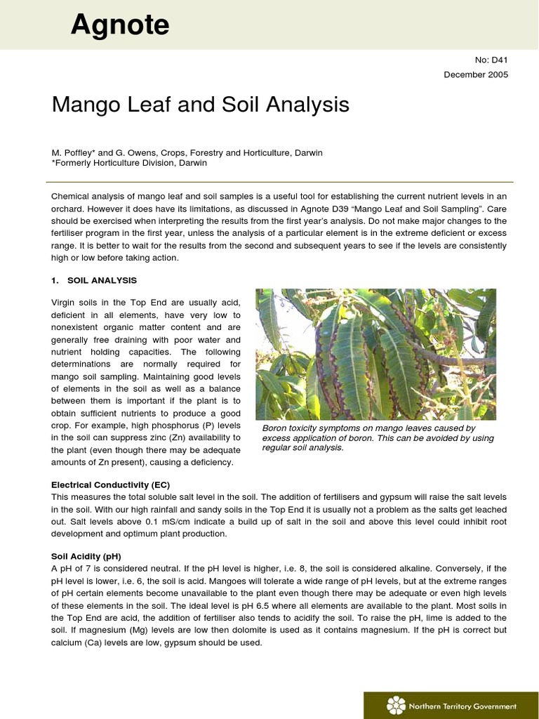 Mango Leaf Analysis | PDF | Soil | Fertilizer